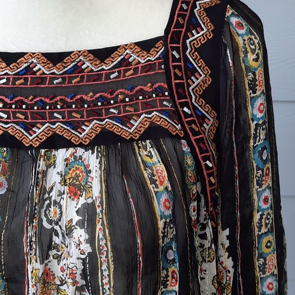 Free People | Tops | Free People Dance Magic Tunic Black Combo | Poshmark